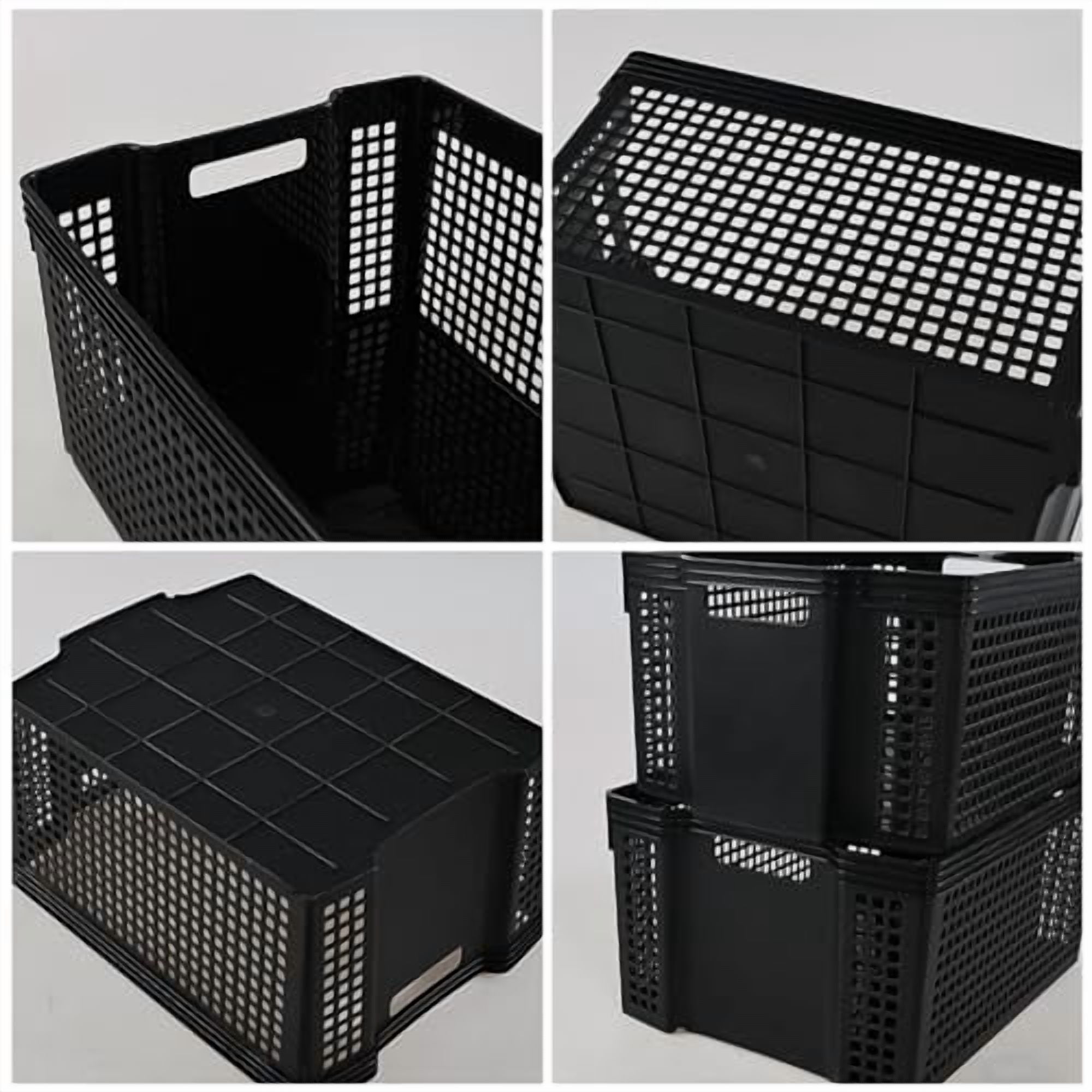 6-Pack Large Storage Basket, Stacking Plastic Rectangle Storage Bin ...