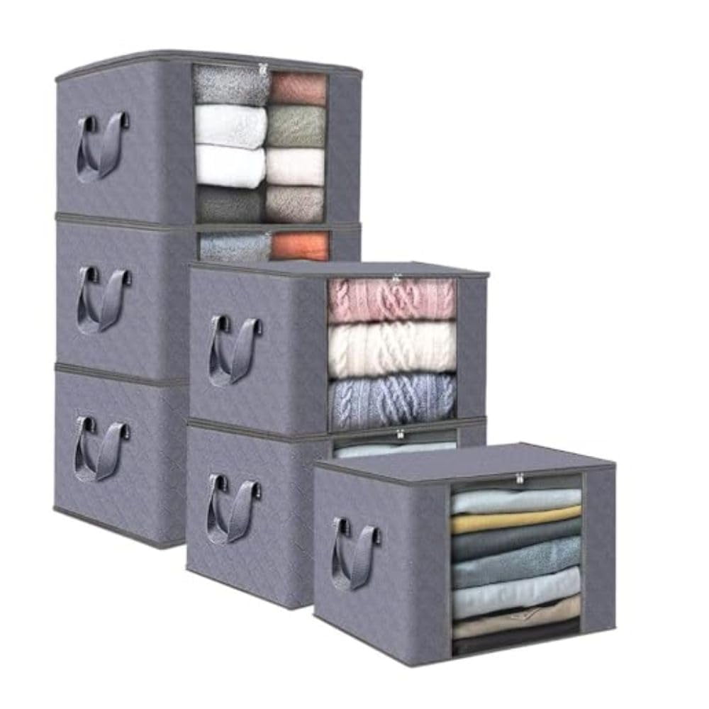 6 Pack Large Storage EC36 Bags for Clothes Foldable Storage Bins ...