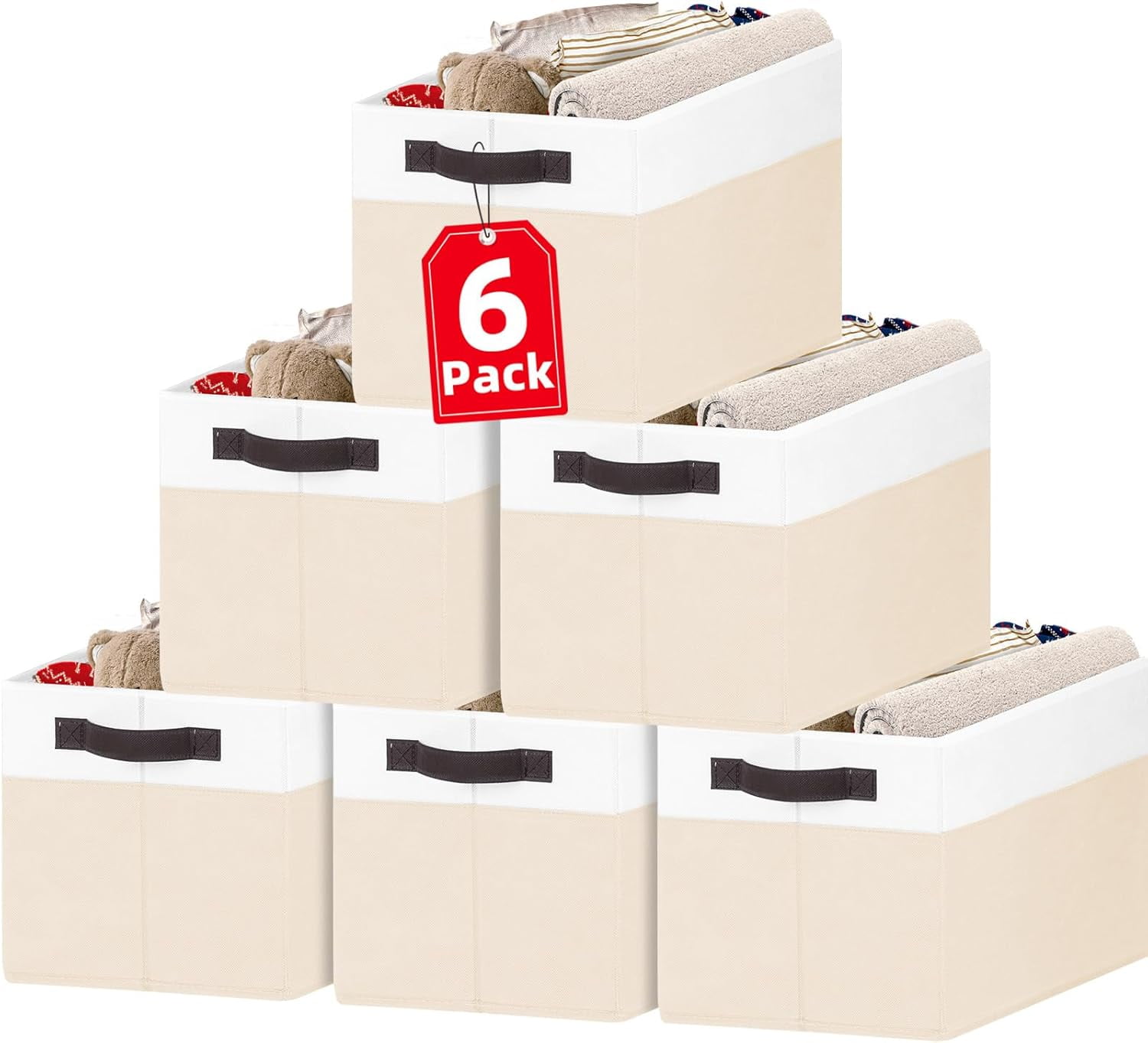 6 Pack Large Toy Box Chest, Collapsible Sturdy Toy Storage Organizer ...