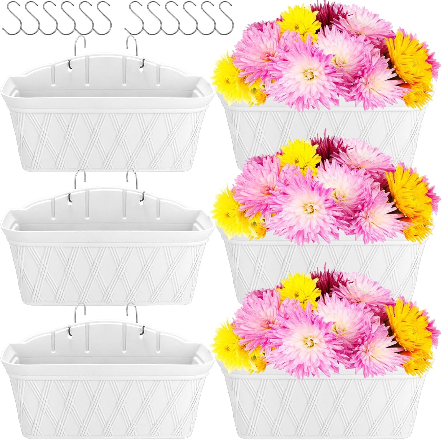 6 Pack Large Wall Hanging Planters 17 Inch Hanging Flower Pot for ...
