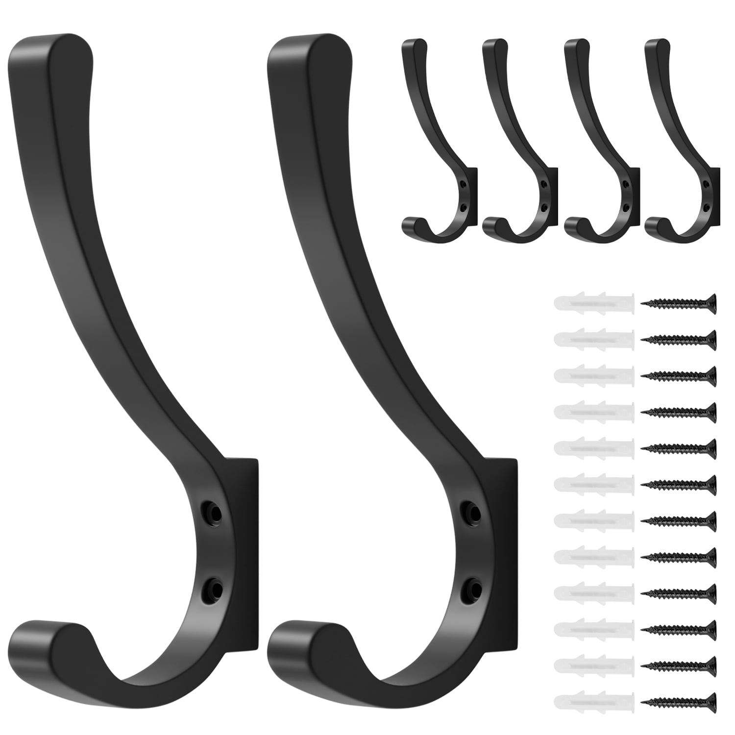 Metal Wall Hooks Screw In : 6 Packs Large Heavy Duty Mount for Hanging ...