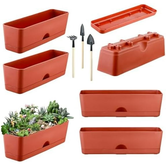 6-Pack Large Window Boxes Planters 16 Inch Rectangle Plant Box ...