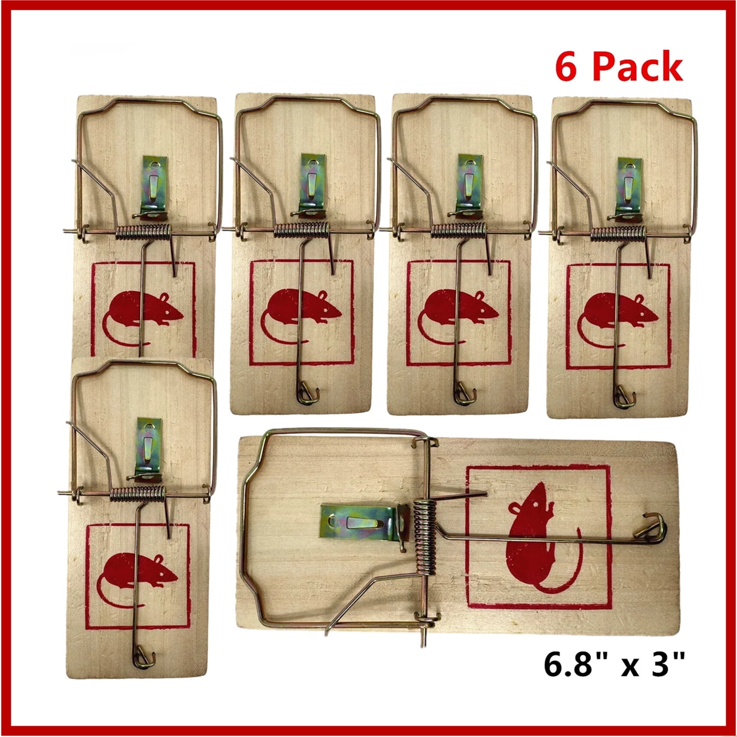 6 Pack Large Wood Mouse Traps Rat Mice Killer Snap Trap Power Rodent ...