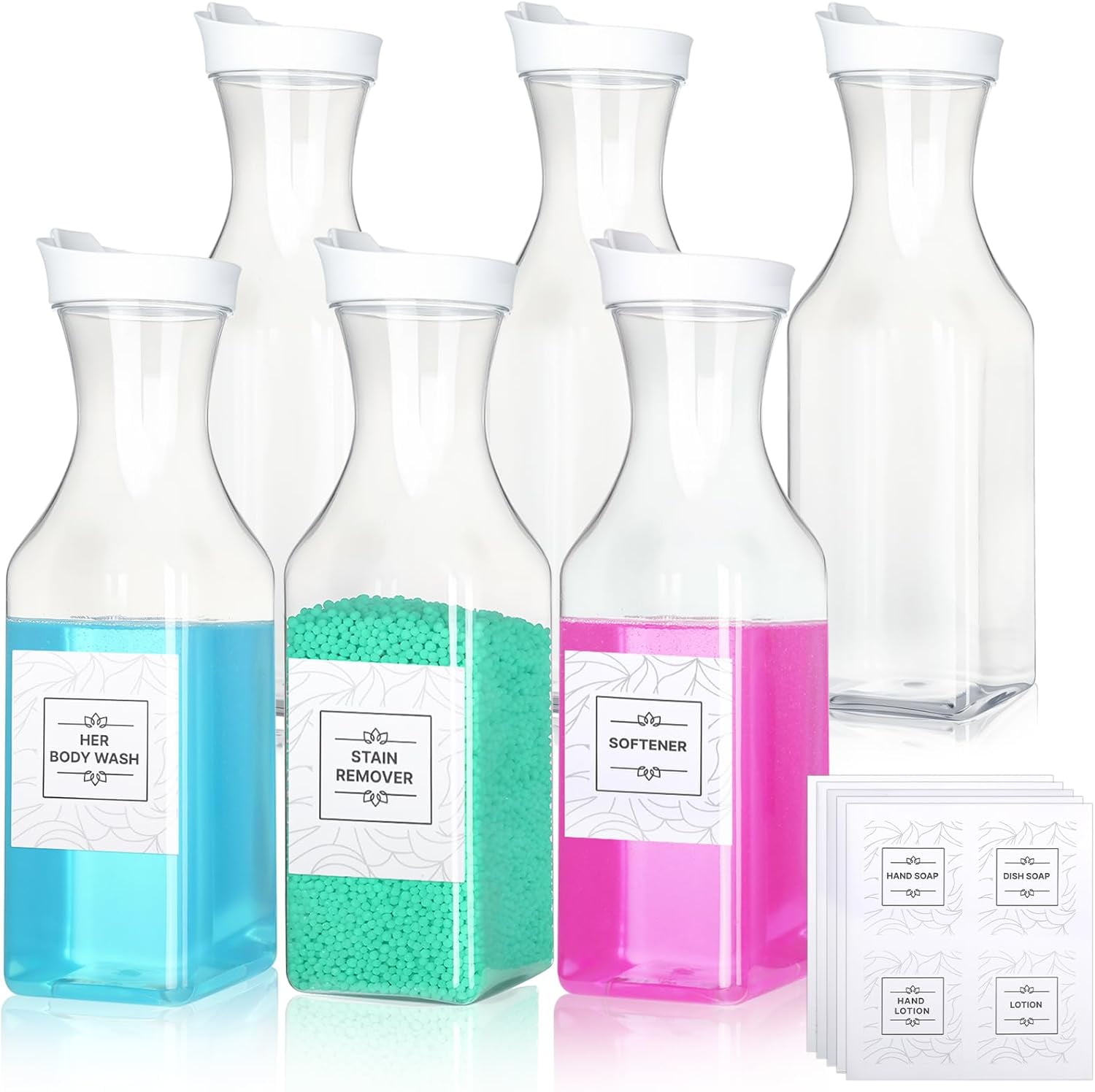 6 Pack Laundry Detergent Dispenser 53 oz Laundry Soap Dispenser with 20 ...