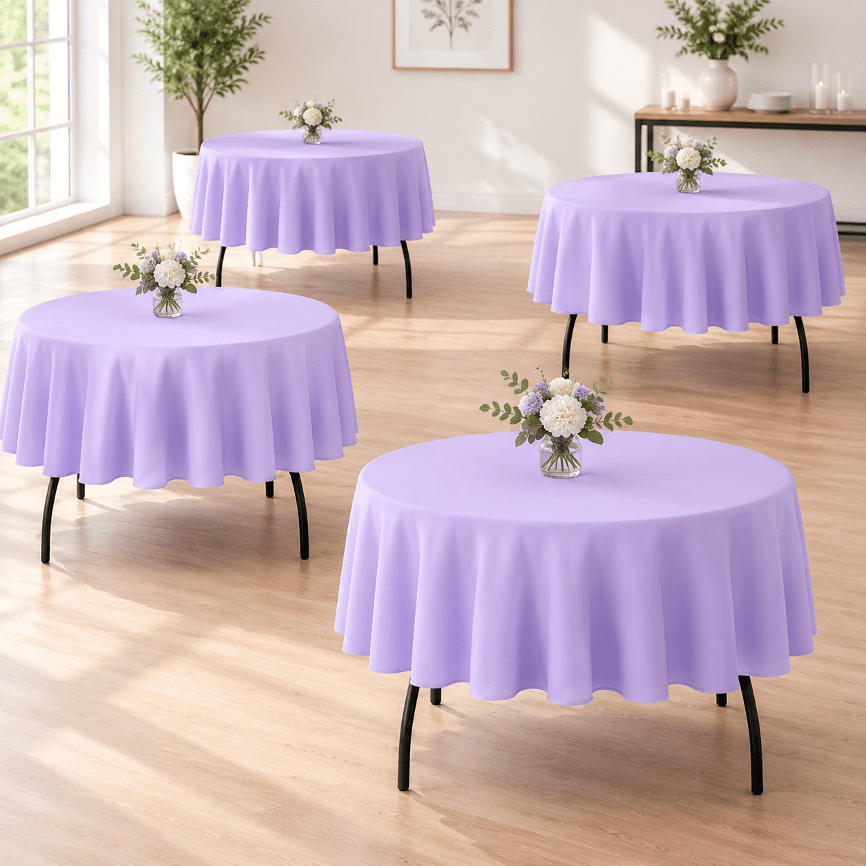 6 Pack Lavender Round Tablecloths 90 Inch For 60