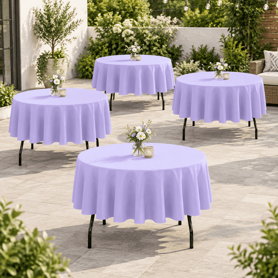 6 Pack Lavender Round Tablecloths 90 Inch For 60