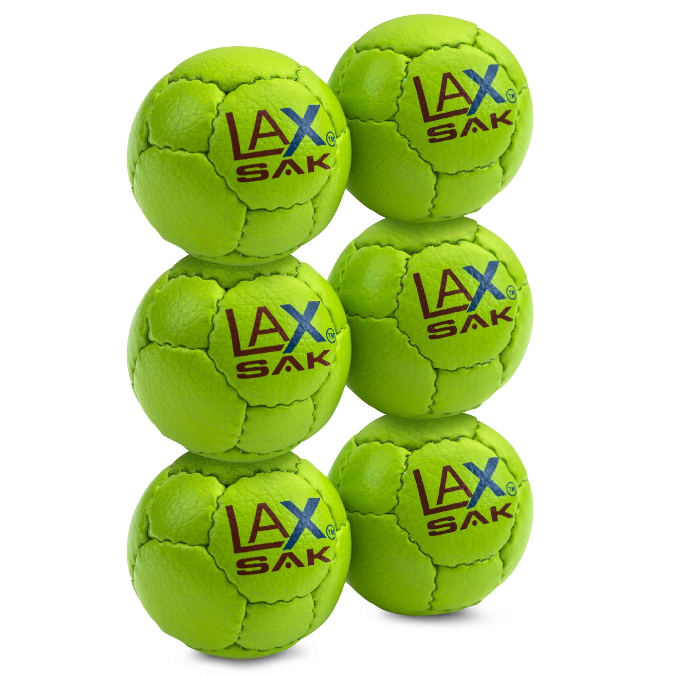 6 Pack Lax Sak Lime Green Lacrosse Training Ball. Same Weight & Size as ...