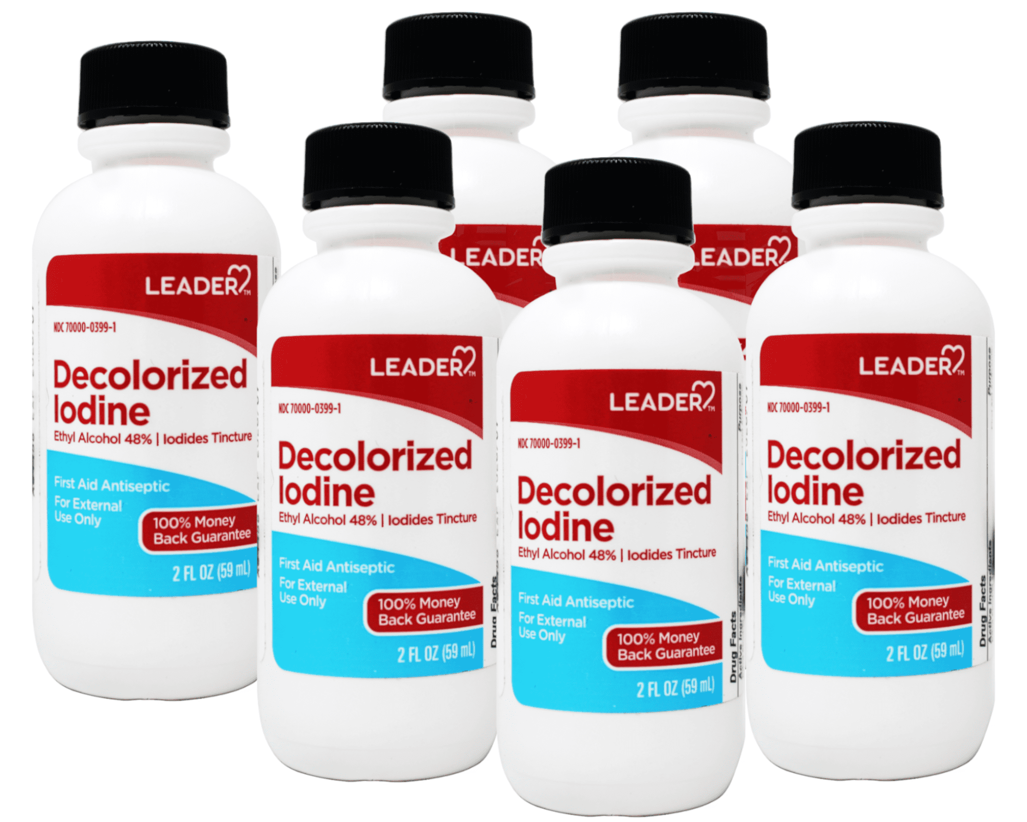 6 Pack - Leader Decolorized Iodine First Aid Antiseptic 2 fl oz ...