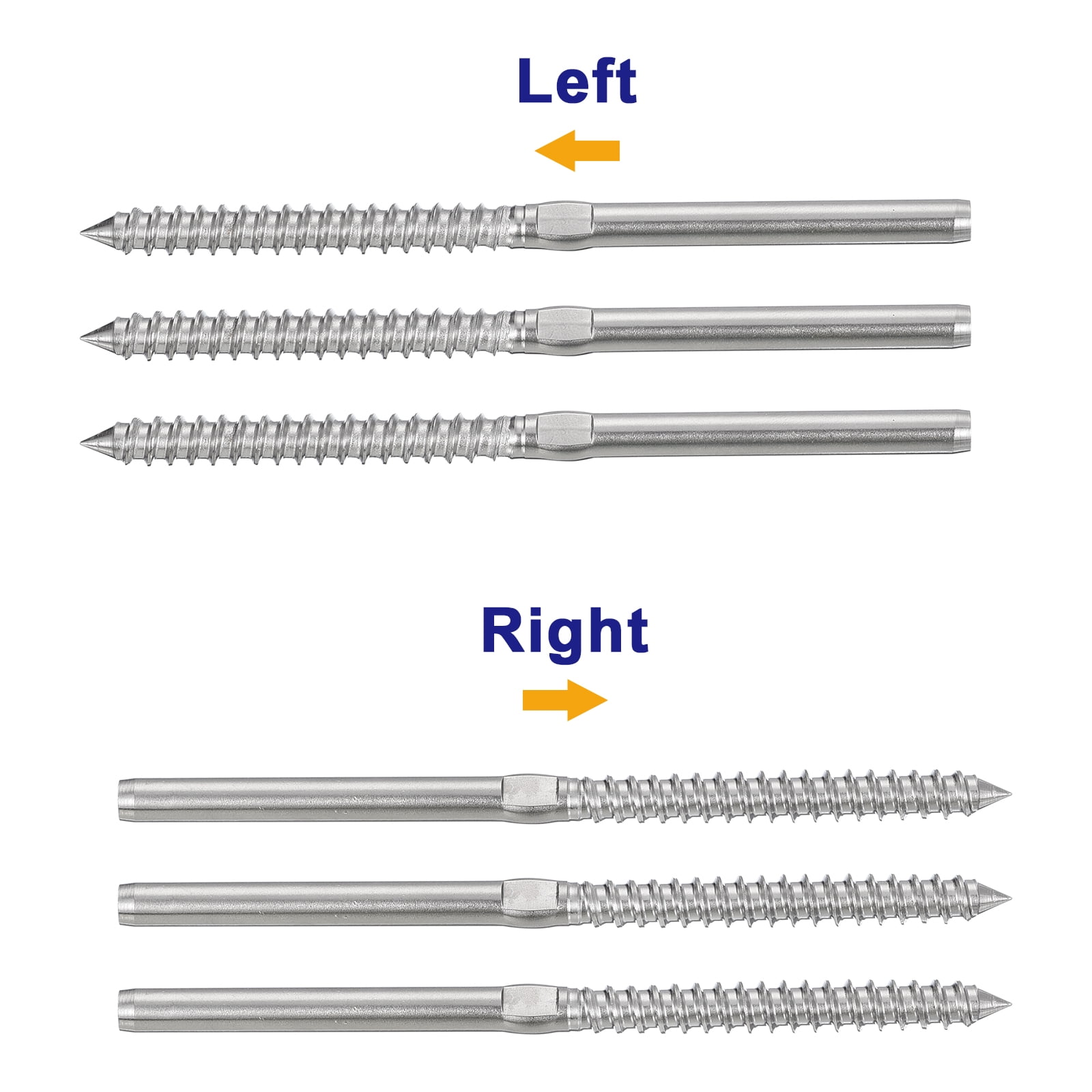 6 Pack Left&Right Handed Thread Swage Lag Screws, Deck Railing Hardware ...