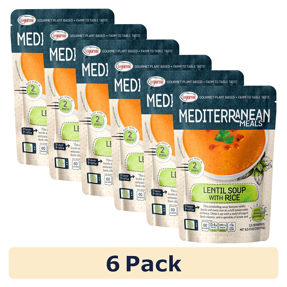 (6 Pack) Legurme Ready to Serve Lentil Soup with Rice, Vegan, 8.5 oz ...