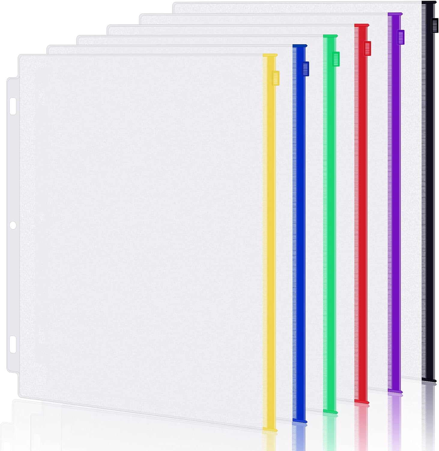 6 Pack Letter Size Binder Pockets for 3 Ring Binder, Multicolor Zipper ...