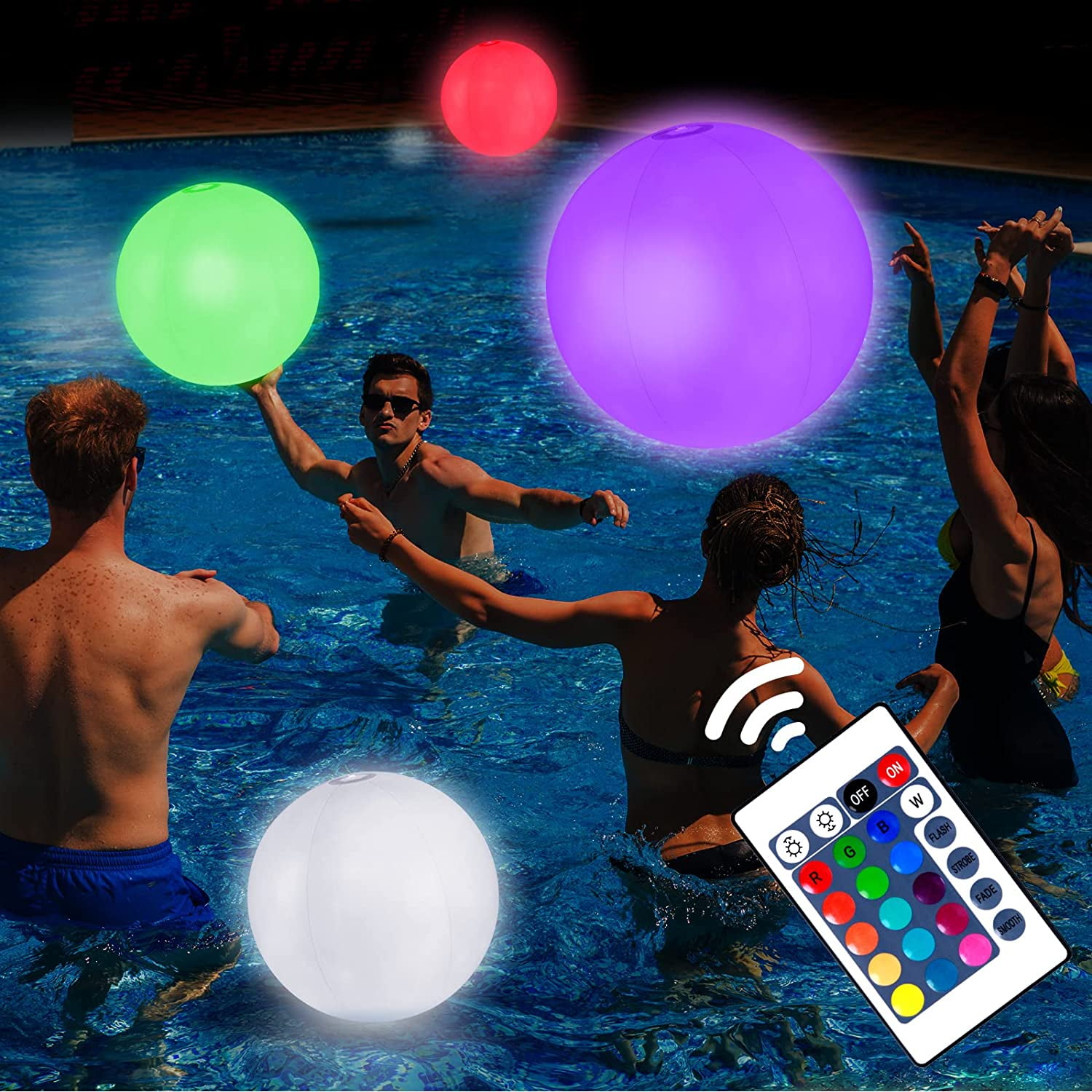 6 Pack Light Up Beach Balls Glow in The Dark Balls Pool Toys Party ...