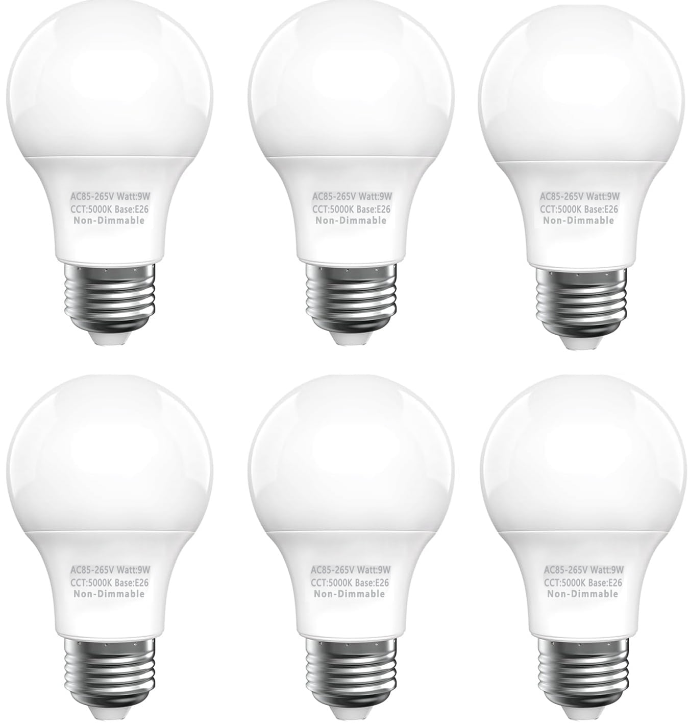 MIXX UNIQ 6-Pack LED Light Bulbs, 60 Watt Equivalent, Daylight White 5000K, A19 E26 - Walmart.com