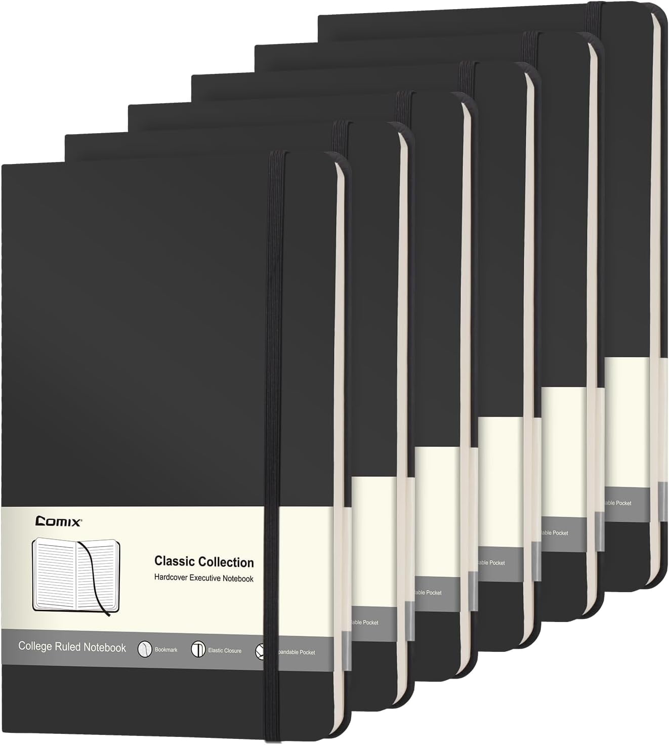 6 Pack Lined Journal Notebooks for Work, 240 Pages, 5.5