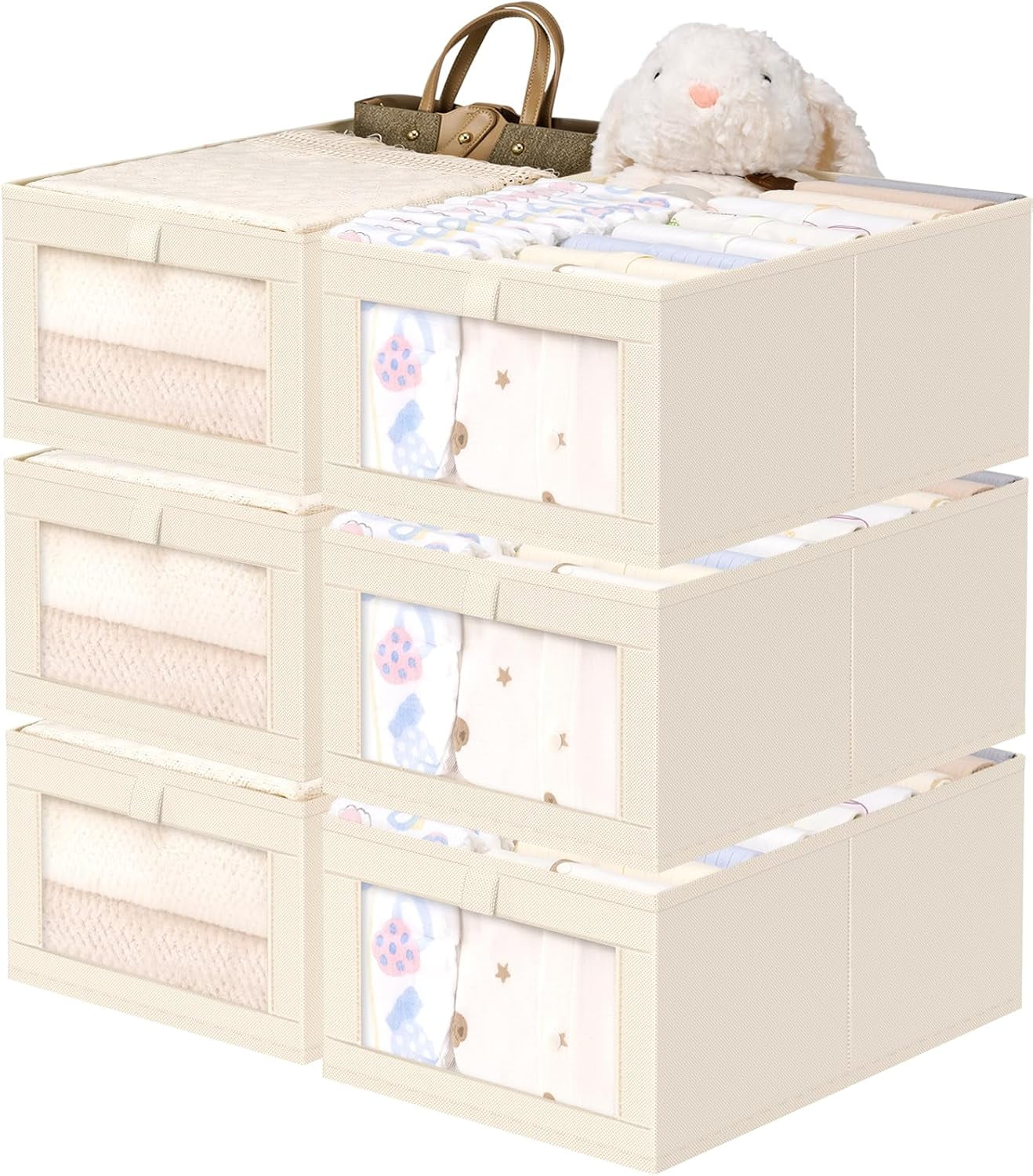 6 Pack Linen Closet Organizers and Storage, Large Linen Closet Baskets ...