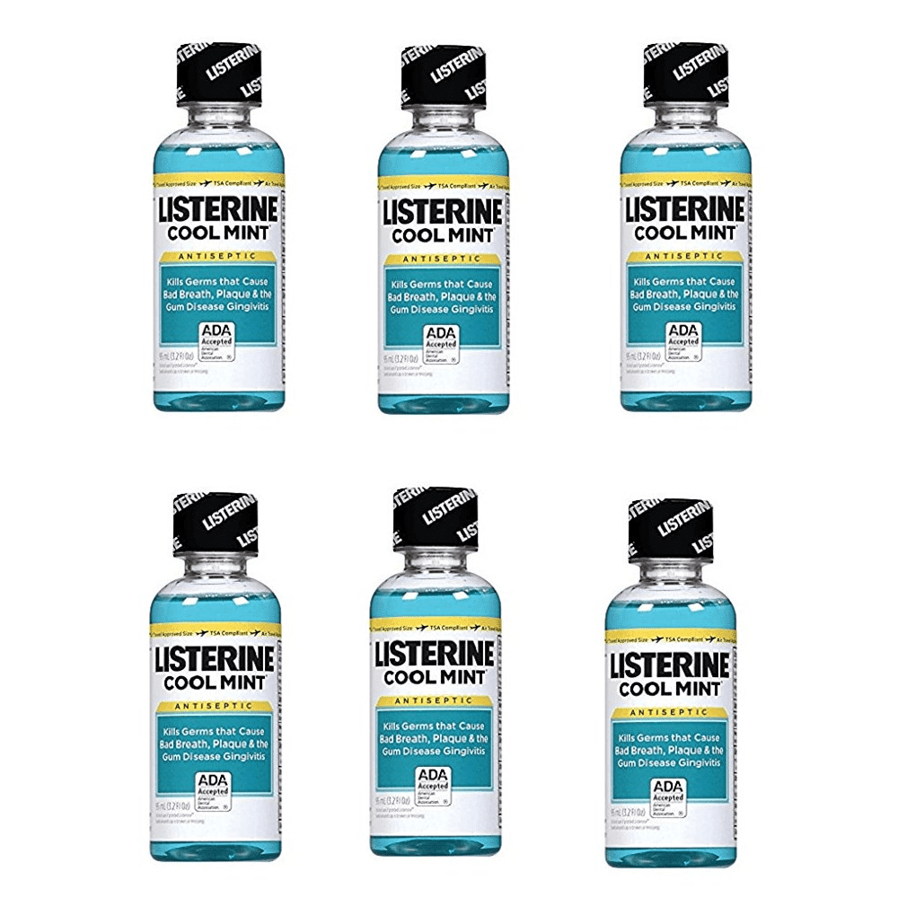 Listerine, Mouthwash, 6 Pack Travel Size 3.2oz, Cool Mint - Walmart.com