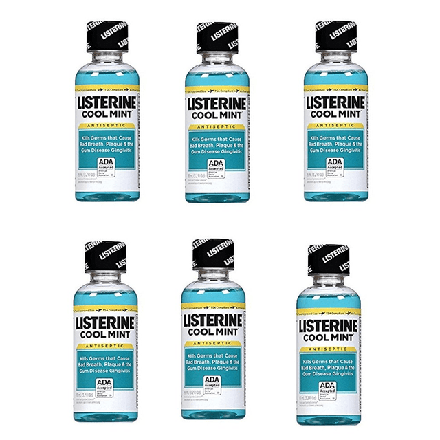 6 Pack of 3.2oz Travel Size Listerine Cool Mint Antiseptic Mouthwash ...