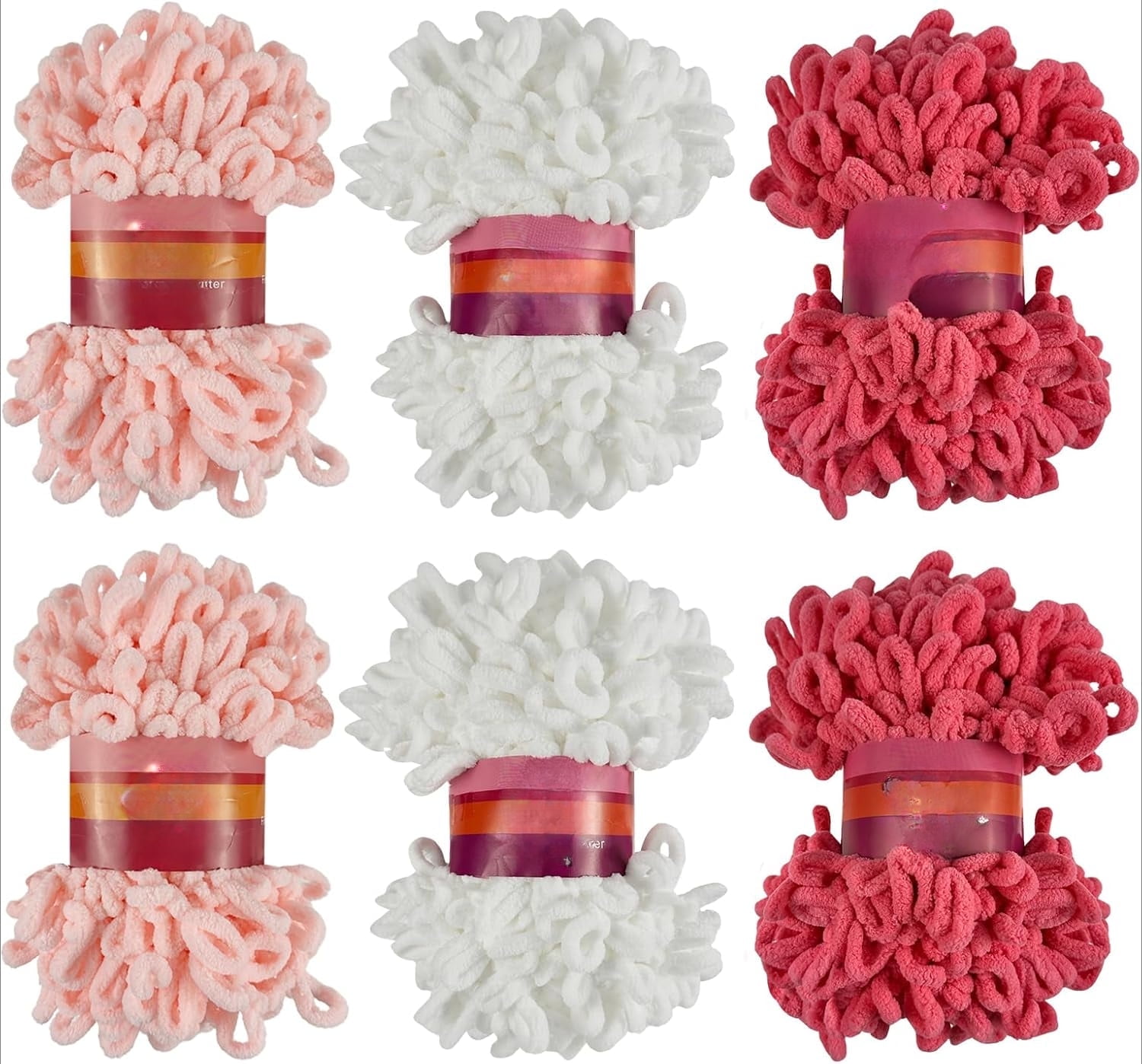 6 Pack Loop Yarns Fun Finger, Off The Hook Yarn, Chunky Chenille Yarn ...