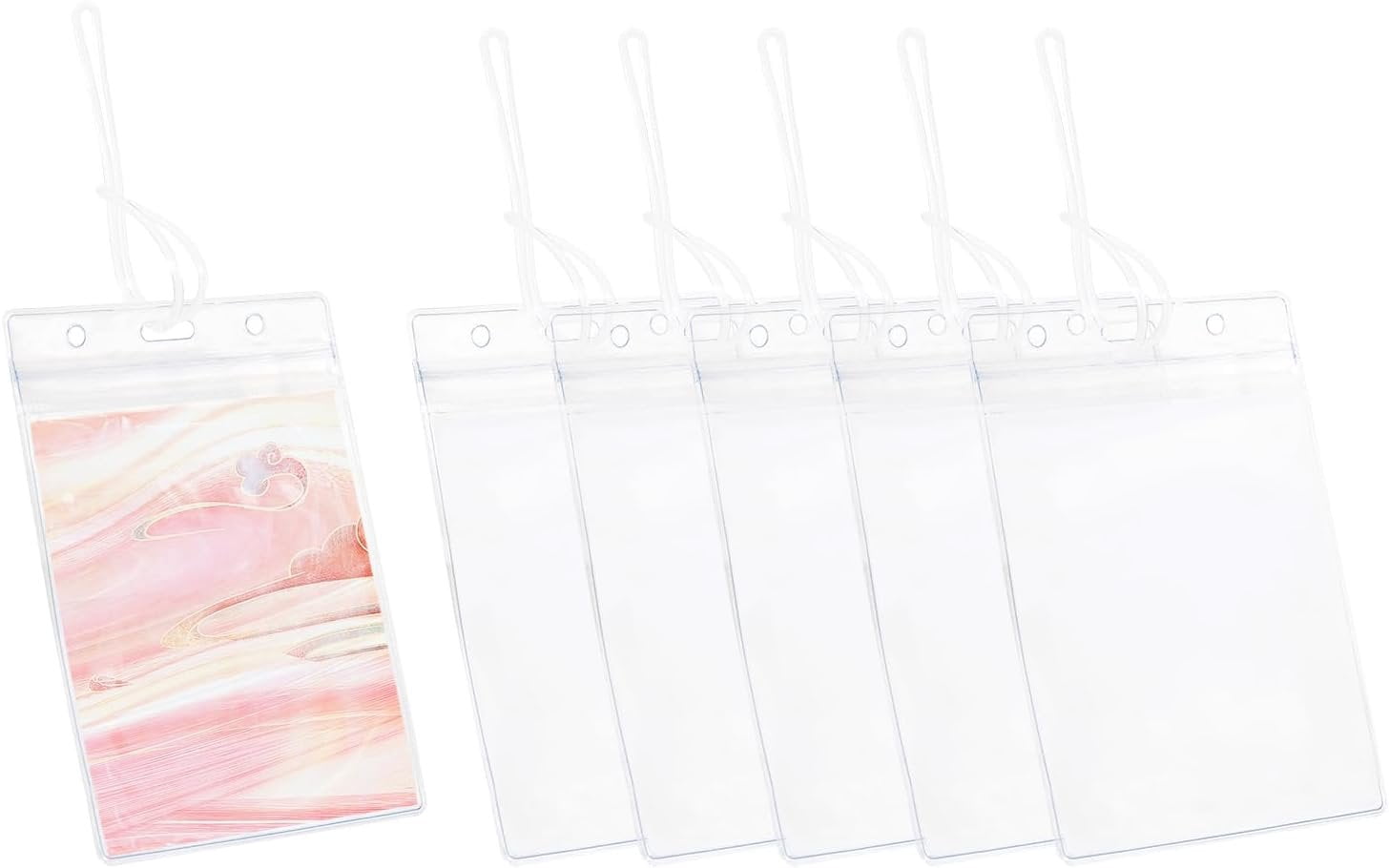 6 Pack Luggage Tags Clear ID Card Name Badge Holder with Plastic Loop ...