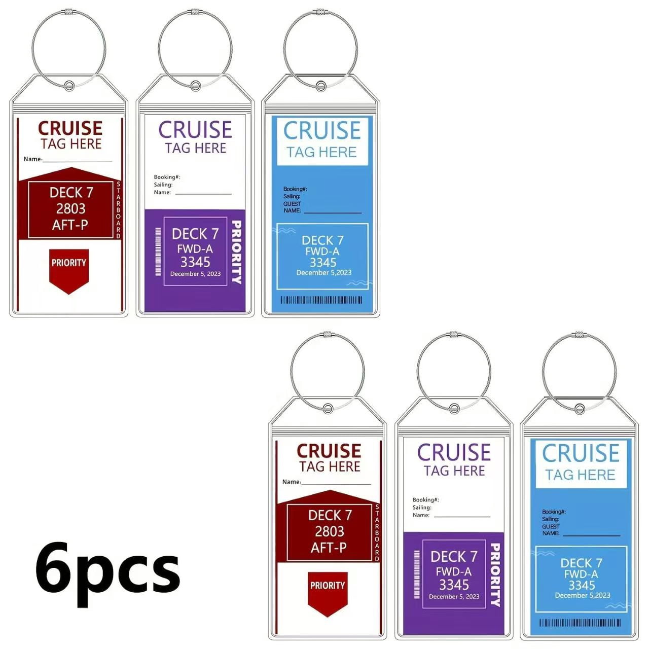 6 Pack Luggage Tags Travel Essentials & Cruise Essentials for NCL ...