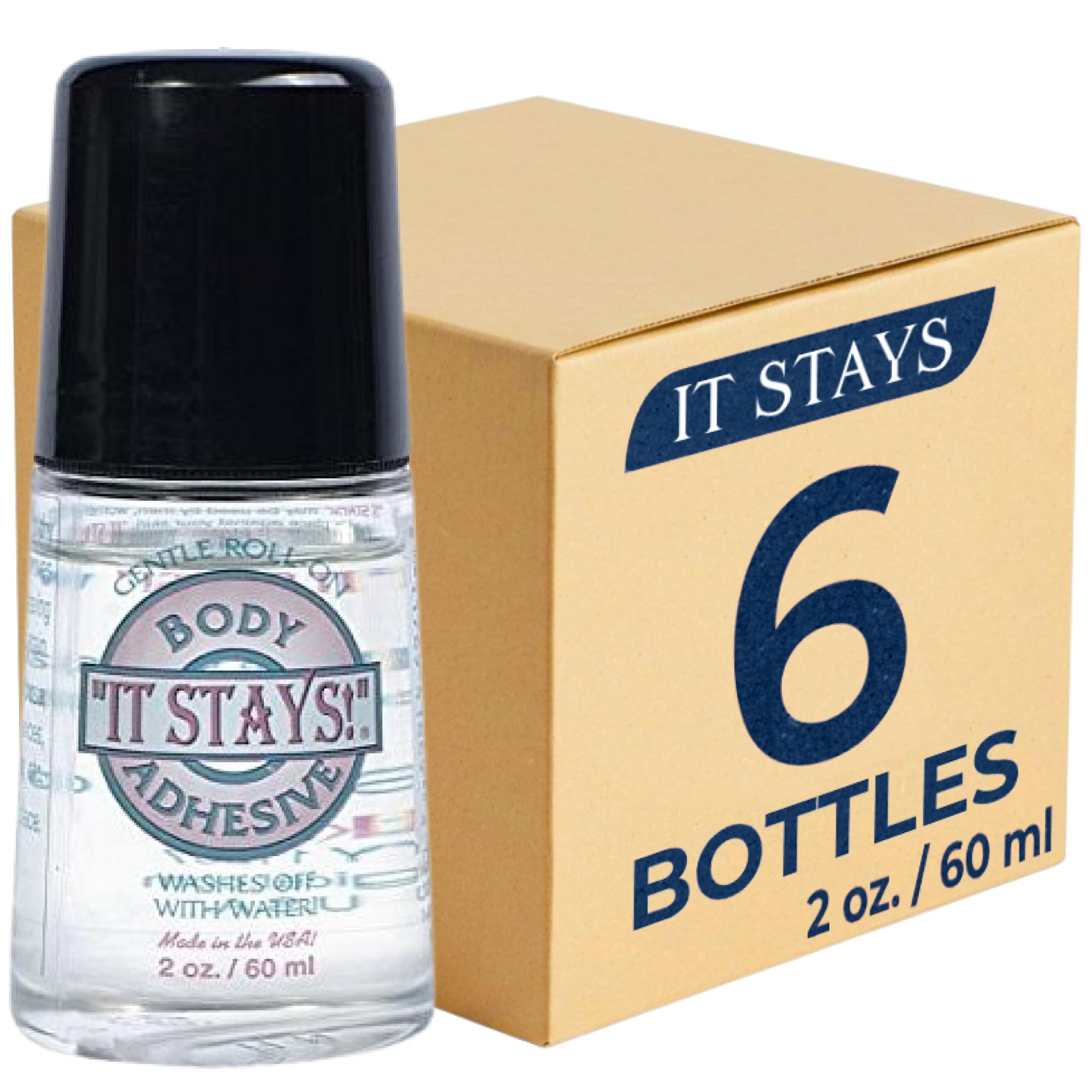 (6 Pack) Made in USA It Stays Roll-On Body Adhesive for Stockings ...