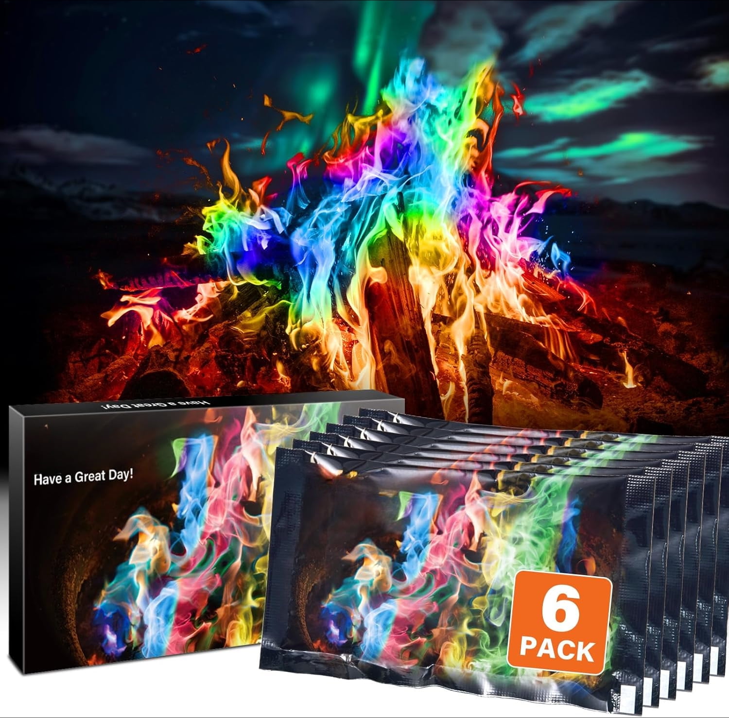 (6 Pack) Magic Campfire Fire Color Changing Packets for Fire Pit ...