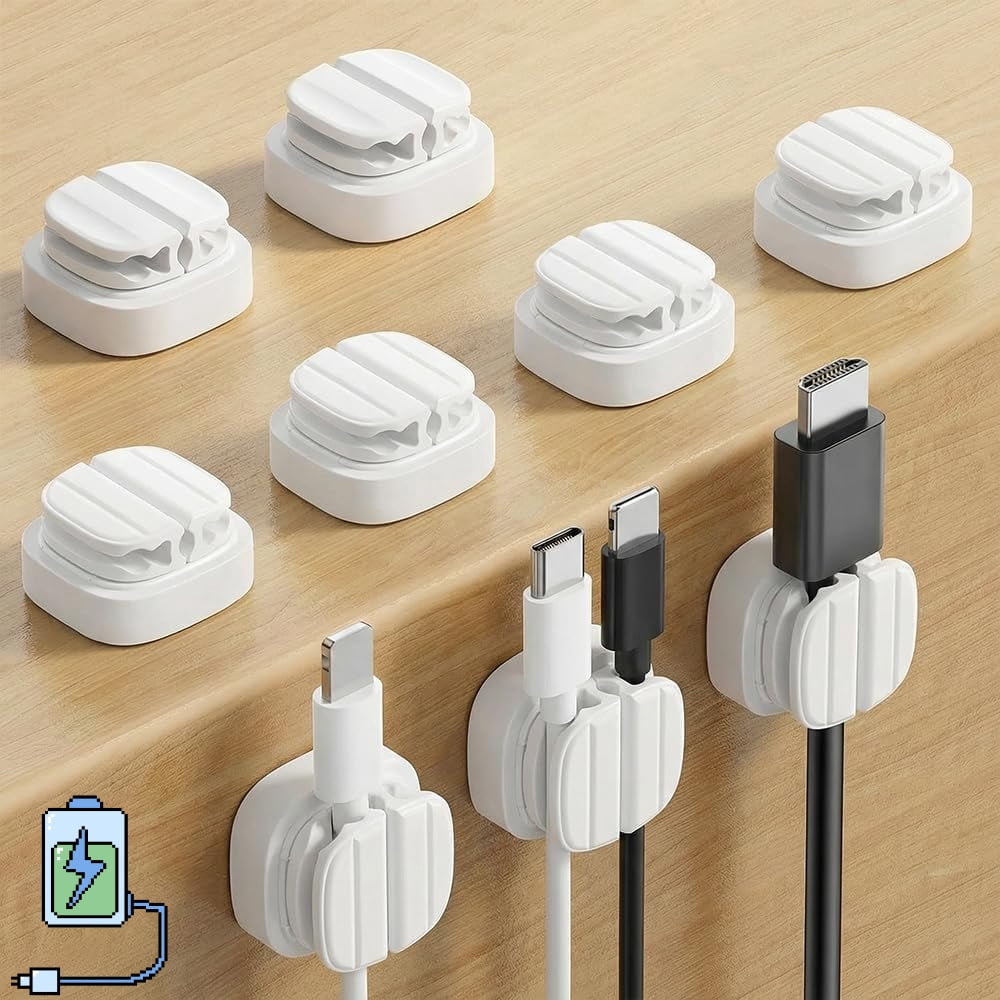 6 Pack Magnetic & Adhesive Cord Organizer - Spring Clip Cable ...