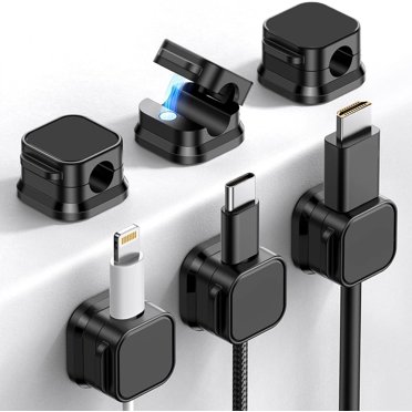 JOYROOM 6 Pack Magnetic Cable Clips Cord Holder, Under Desk Cable ...