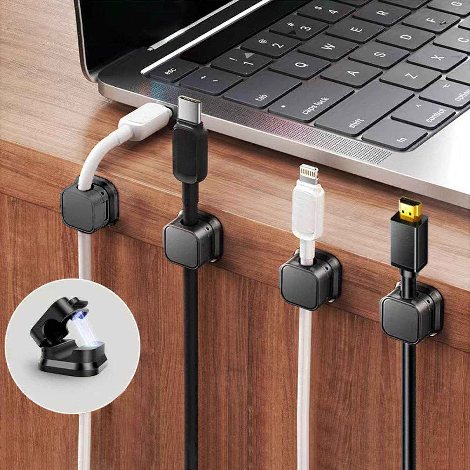 6 Pack Magnetic Cable Clips Organizers, Strong Adhesive Cord Holders ...