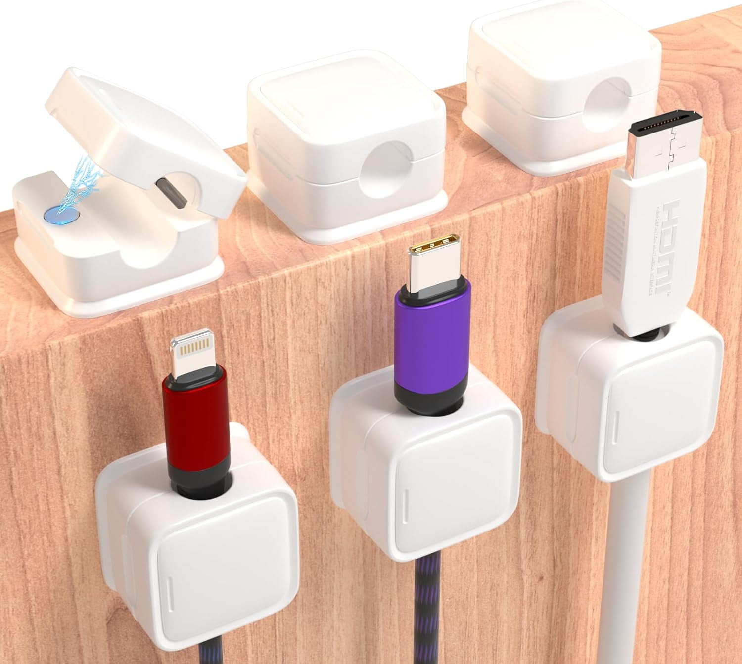 6 Pack Magnetic Cord Organizer, Easy Secure Adhesive Cable Management ...
