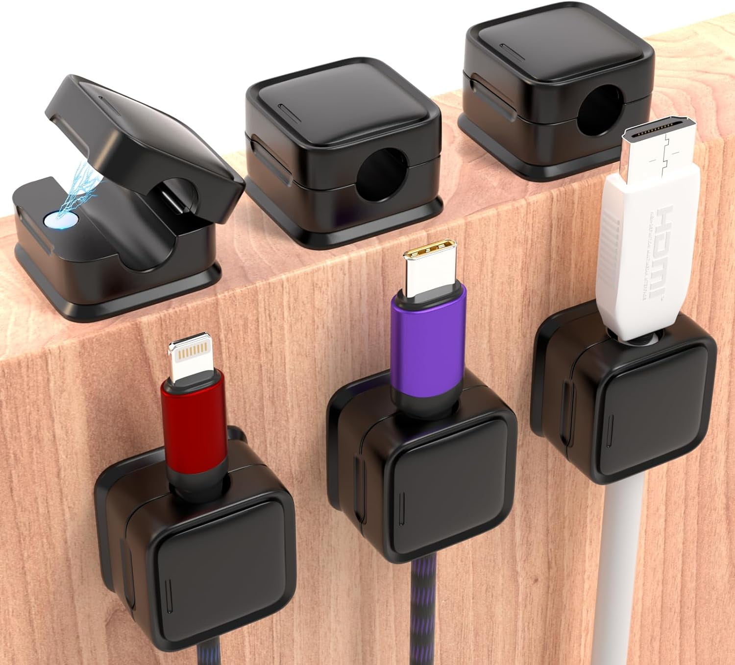 6 Pack Magnetic Cord Organizer, Easy Secure Adhesive Cable Management ...