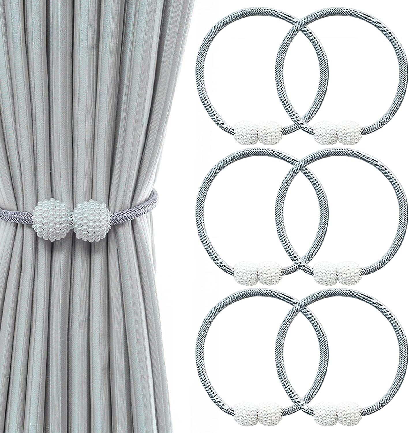 6 Pack Magnetic Curtain TieBacks, Curtain Clip Cord Buckle, Convenient ...