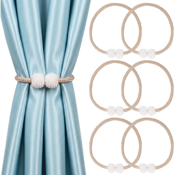6 Pack Magnetic Curtain Tiebacks, 18.9" Champagne Window Treatment ...
