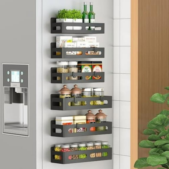 6 Pack Magnetic Spice Rack for Refrigerator, Spice Rack Organizer ...