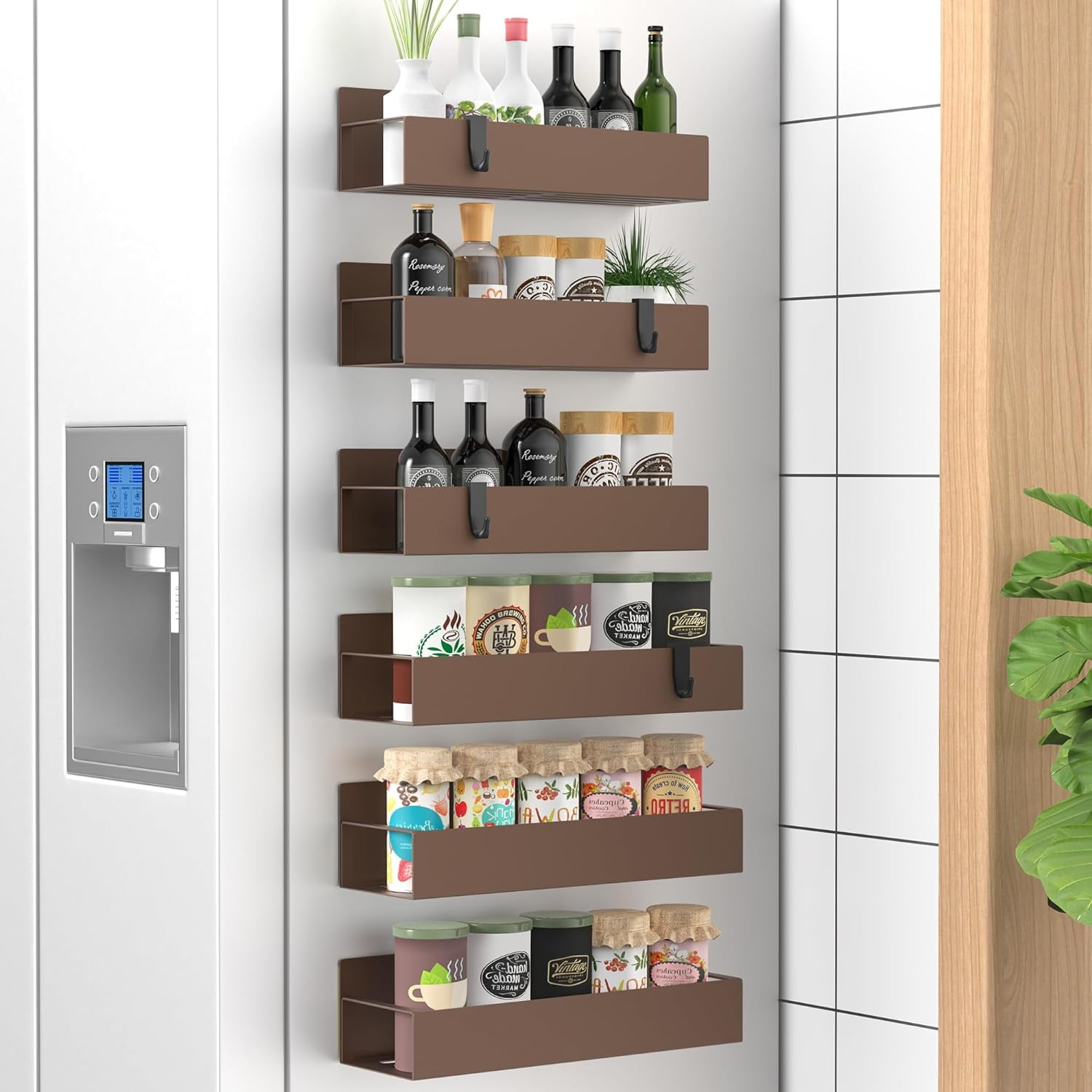 6 Pack Magnetic Spice Storage Rack Organizer for Refrigerator and Oven ...