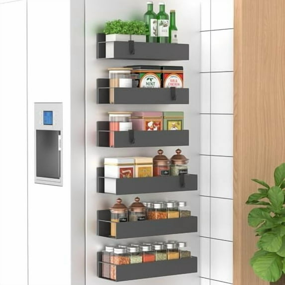 6 Pack Magnetic Spice Storage Rack Organizer for Refrigerator and Oven ...