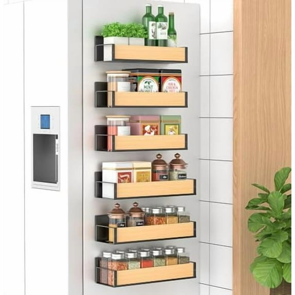 6 Pack Magnetic Spice Storage Rack Organizer for Refrigerator and Oven ...