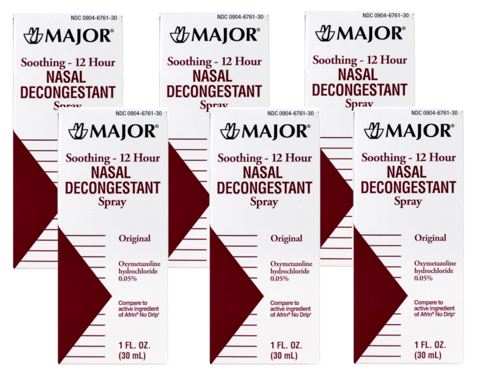 MA76130, 6 Pack Nasal Decongestant Spray, 12 Hour Relief, 1 Ounce Pump ...