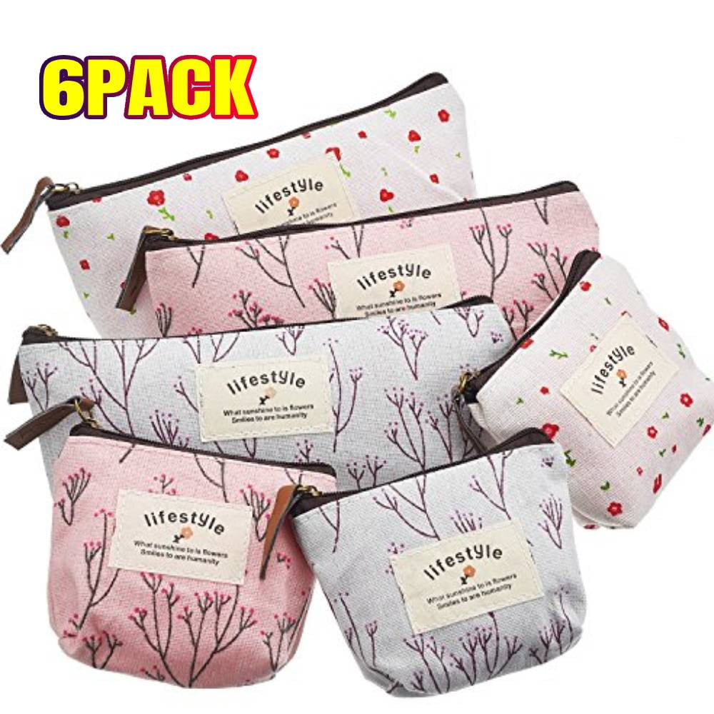 6 Pack Makeup Bag - Small Travel Cosmetic Bag for Women and Men, Mini ...