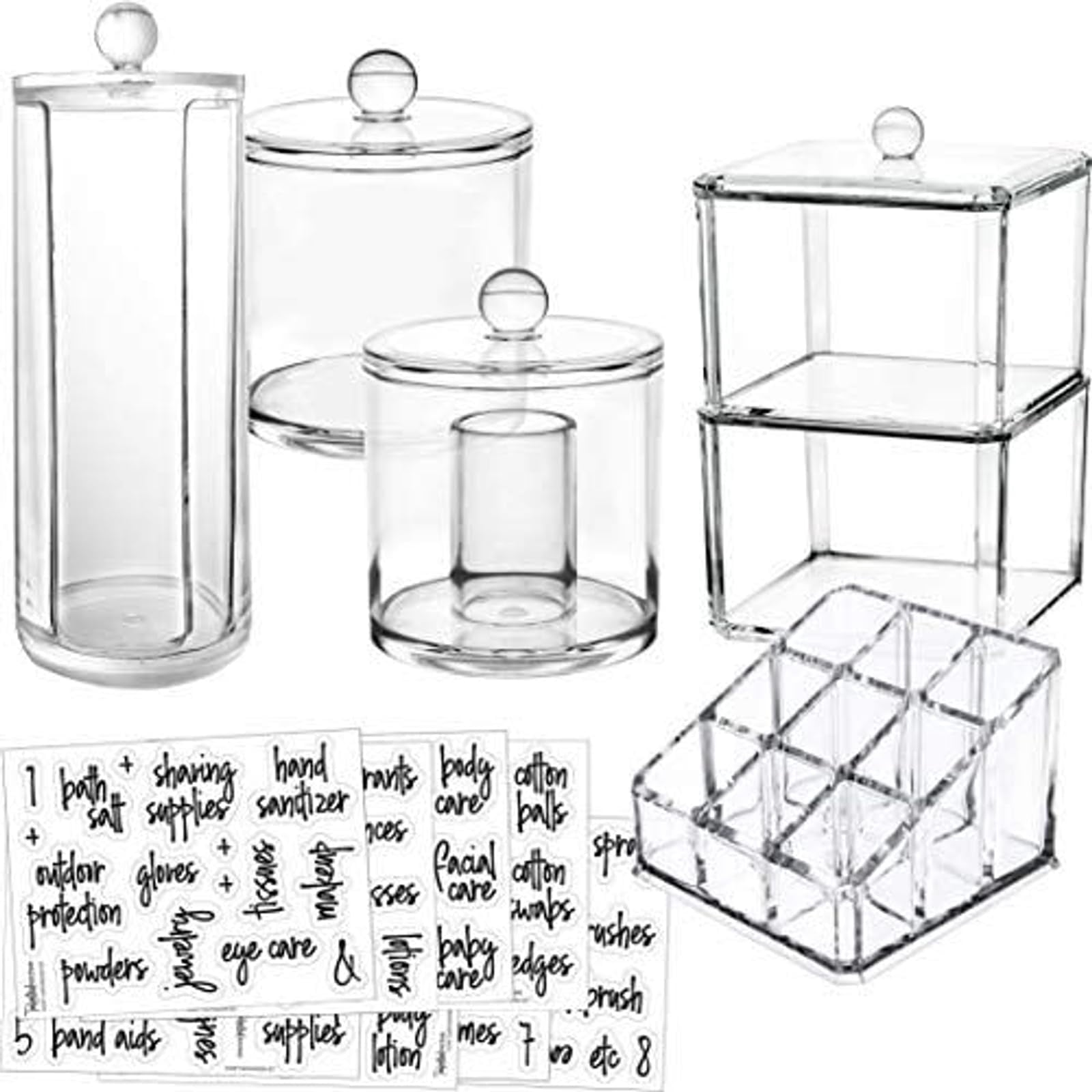 6-Pack Makeup Organizer Acrylic Plastic Containers. Bathroom Beauty ...