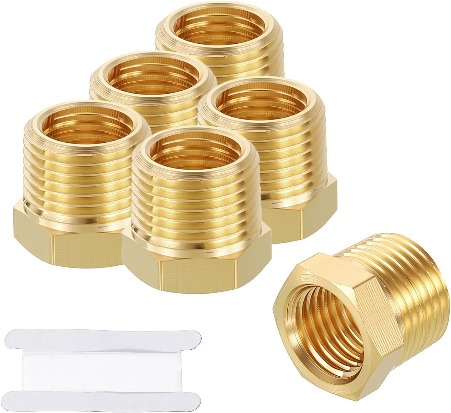 6 Pack Male to FeMale Adapters, 3/8" NPT x 1/4" Brass Hex Bushing ...