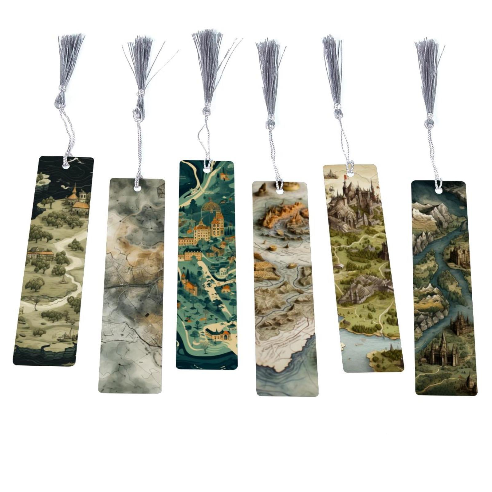 6 Pack Map Block Bookmarks with Tassels for Kids School Supplies, Book ...
