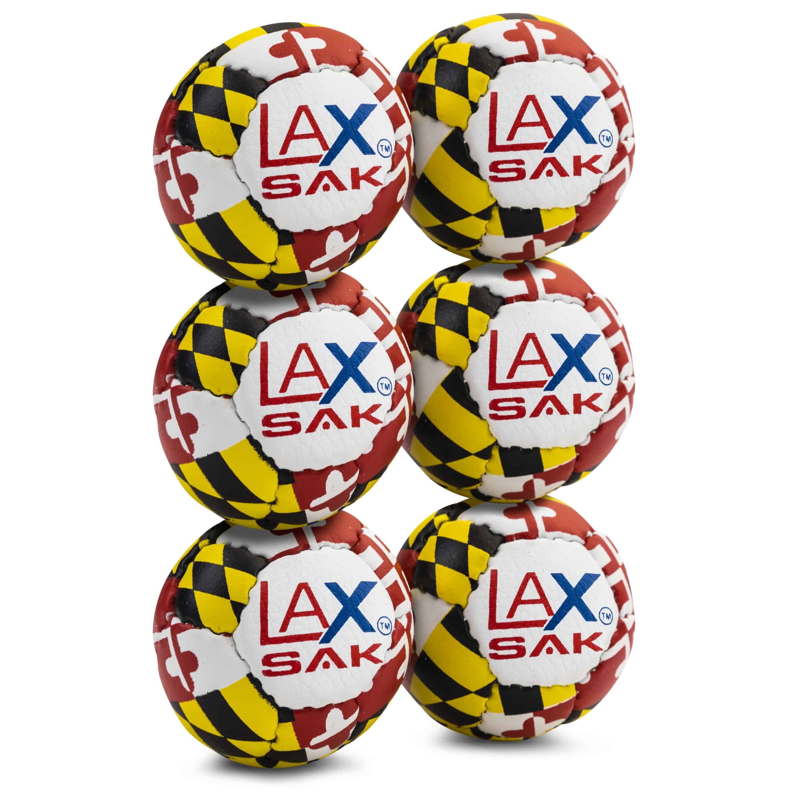 6 Pack Maryland Flag Lax Sak Lacrosse Training Balls. Same Weight ...