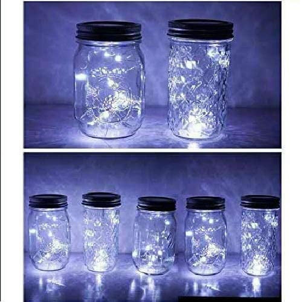 6 Pack Mason Jar Lights, 10 LED Solar Cold White Fairy String Lights ...