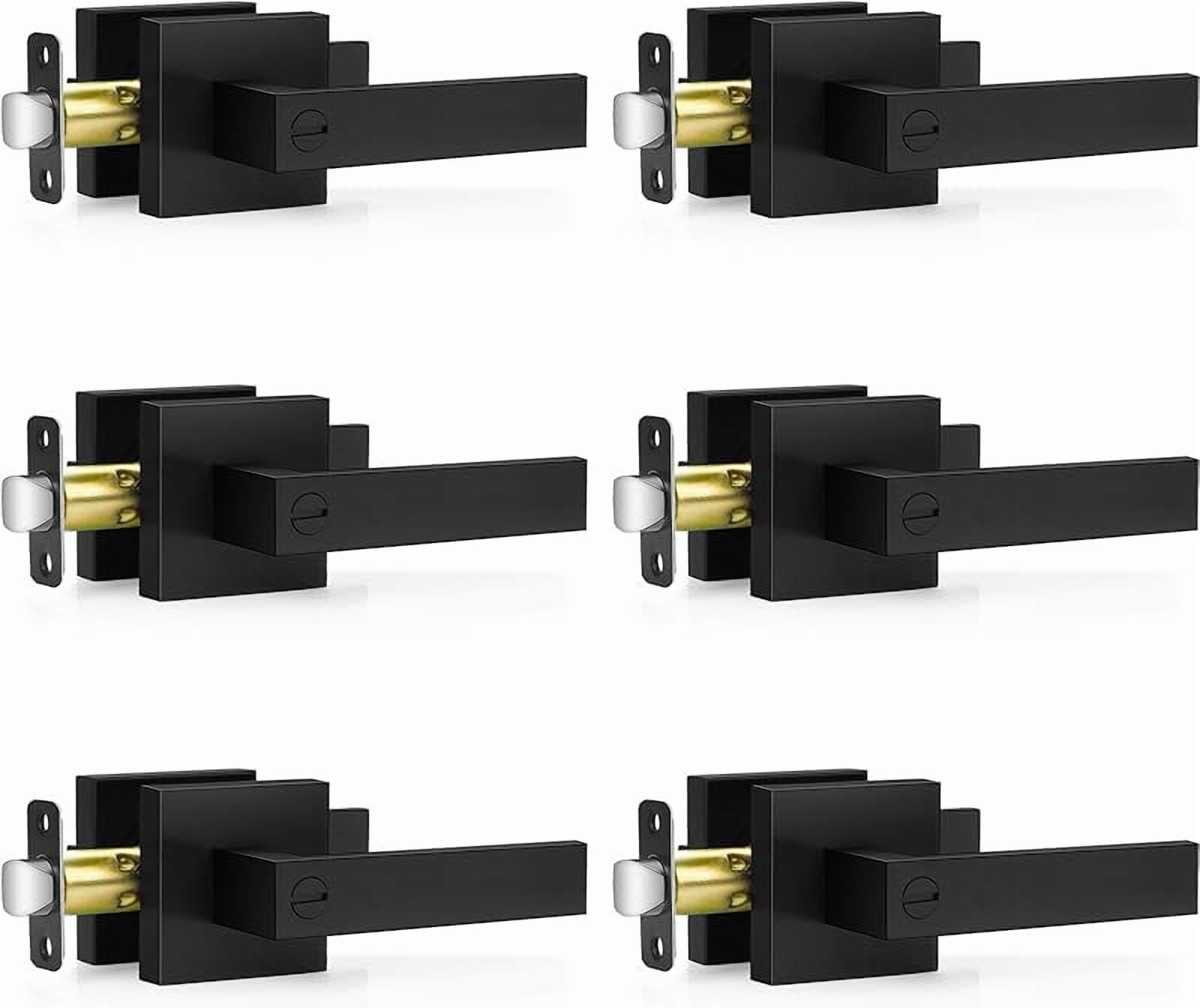 6 Pack Matte Black Door Handles, Keyless Interior Door Knobs, Privacy ...