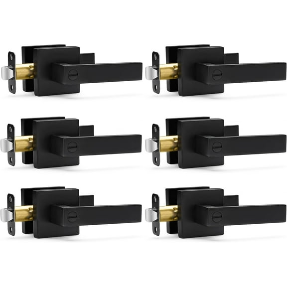 8 Pack Door Handles Black Interior Door Knobs, Keyless Privacy Door ...