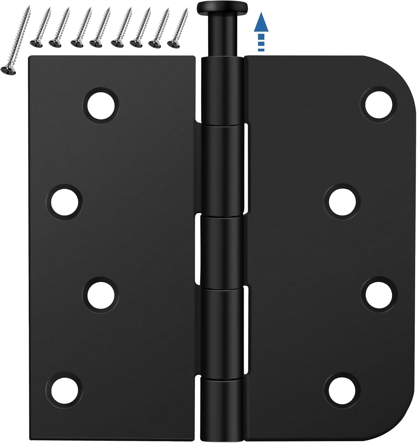 6 Pack Matte Black Door Hinges 4 Inch, Exterior Door Hinges with 5/8 ...