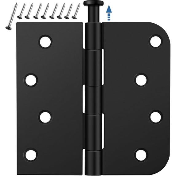 6 Pack Matte Black Door Hinges 4 Inch, Exterior Door Hinges with 5/8 ...