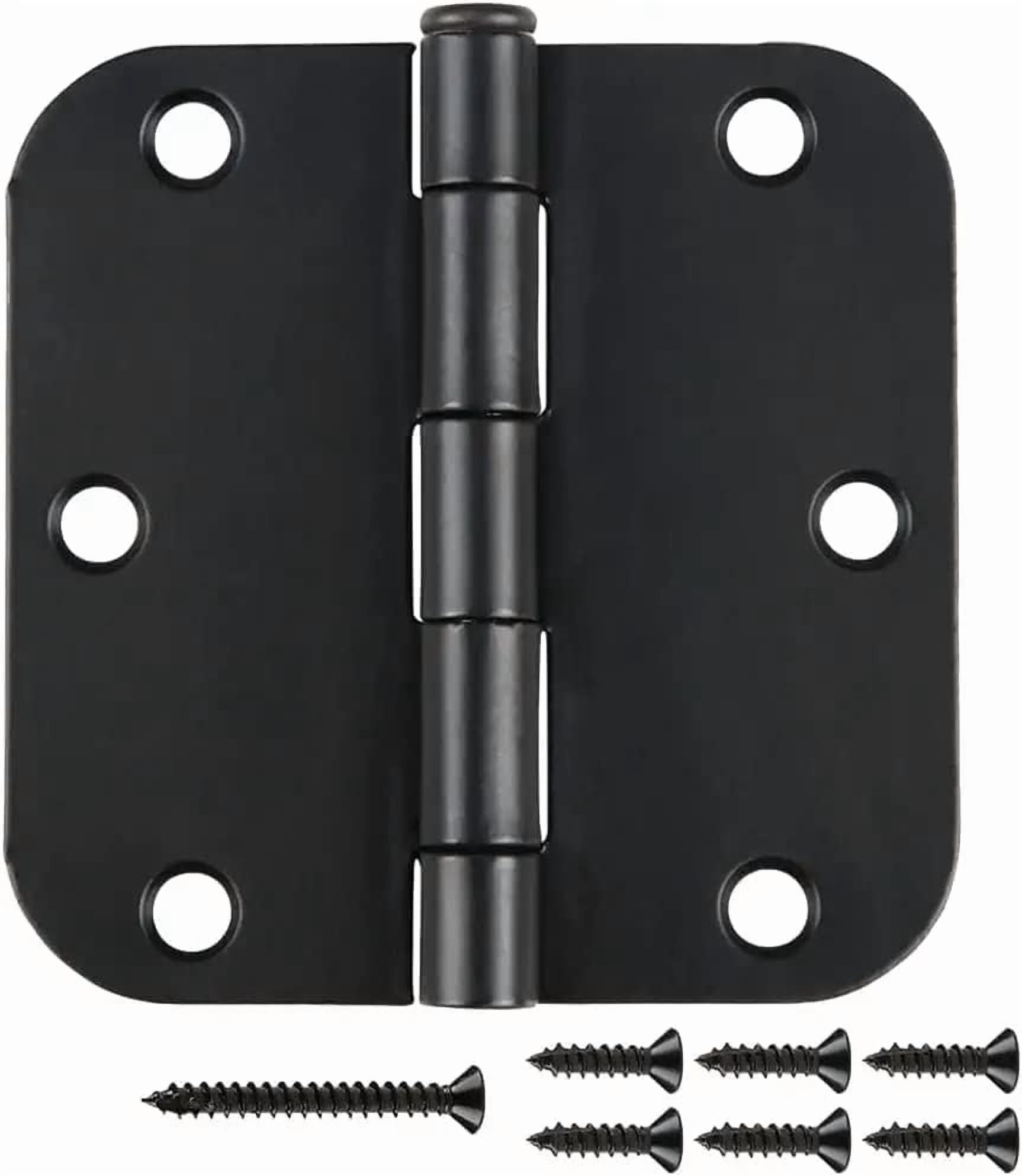 6 Pack Matte Black Interior Door Hinges Round 3.5" x 3.5 Inch 5/8 ...