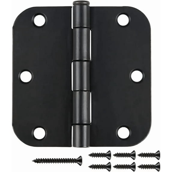 6 Pack Matte Black Interior Door Hinges Round 3.5" x 3.5 Inch 5/8 ...